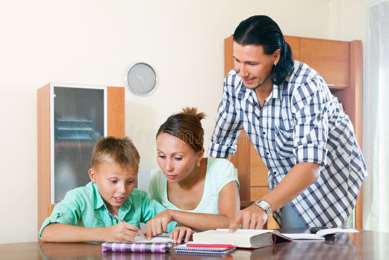 Ordinary Family Doing Homework Stock Image - Image of learning, learn ...