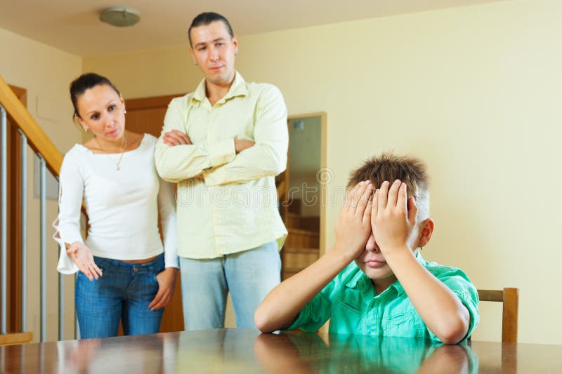 Ordinary Family of Three Having Conflict Stock Image - Image of male ...
