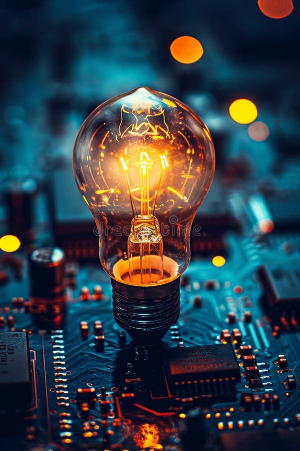 Ordinary Incandescent Light Bulb Stands Chip Burns Night Stock Photos ...