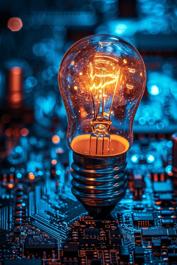 Ordinary Incandescent Light Bulb Stands Chip Burns Night Stock Photos ...