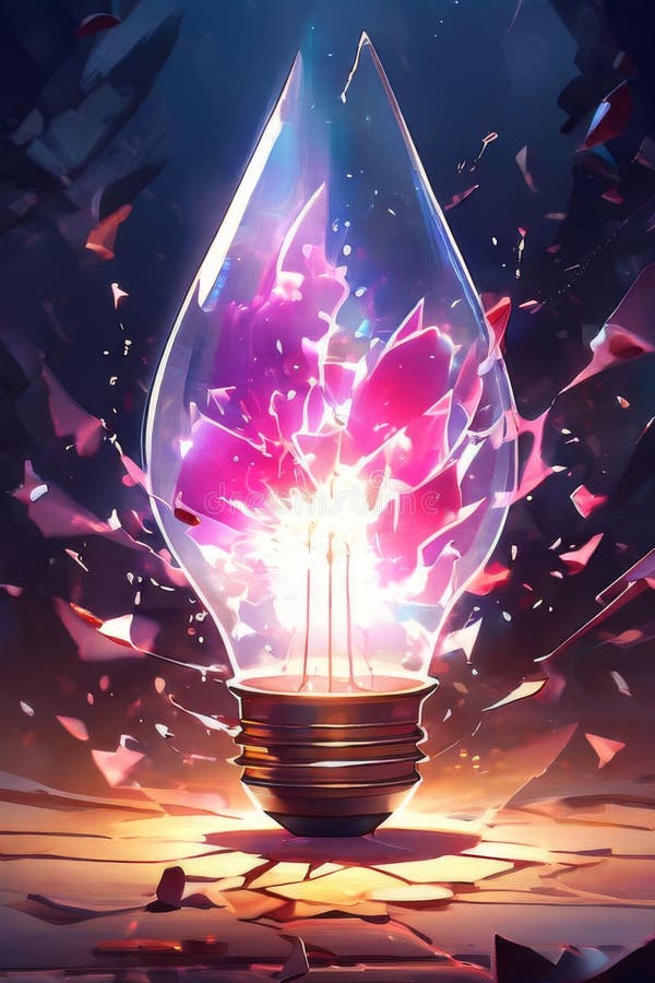 Ordinary Incandescent Light Bulb Stands on a Chip and Burns at Night ...