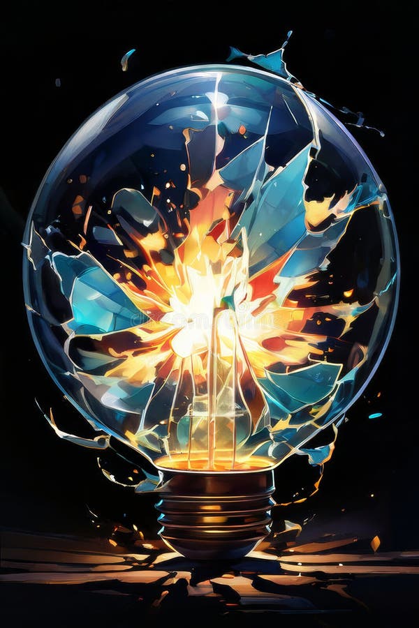 Ordinary Incandescent Light Bulb Stands on a Chip and Burns at Night ...