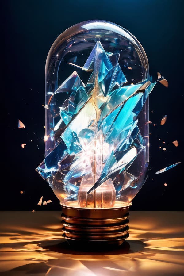 Ordinary Incandescent Light Bulb Stands on a Chip and Burns at Night ...