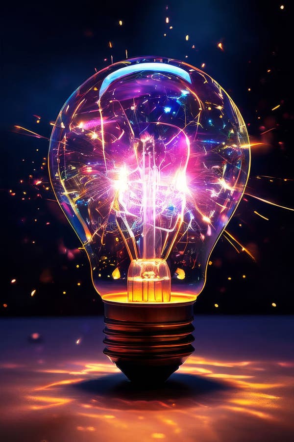 Ordinary Incandescent Light Bulb Stands on a Chip and Burns at Night ...