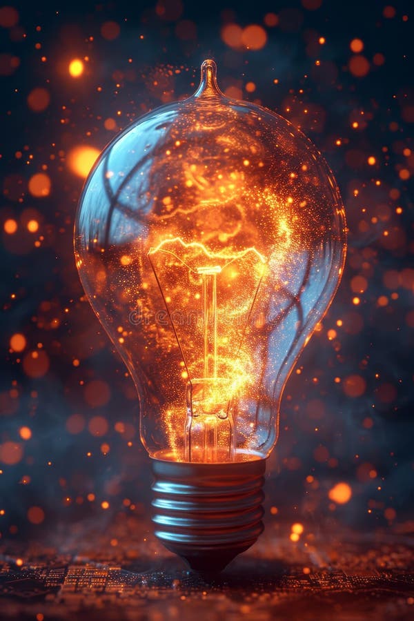 An Ordinary Incandescent Light Bulb Stands on the Ground and Burns at ...