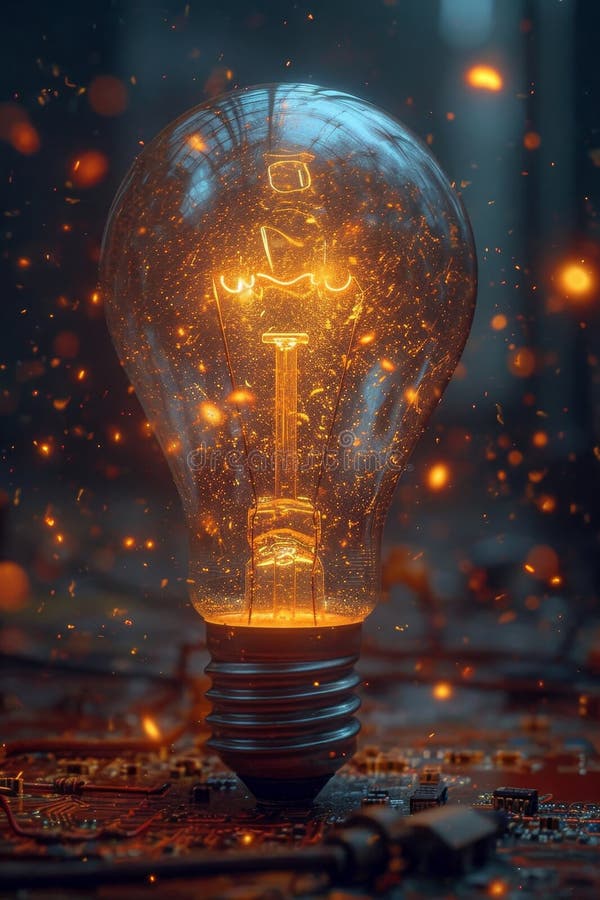 An Ordinary Incandescent Light Bulb Stands on the Ground and Burns at ...