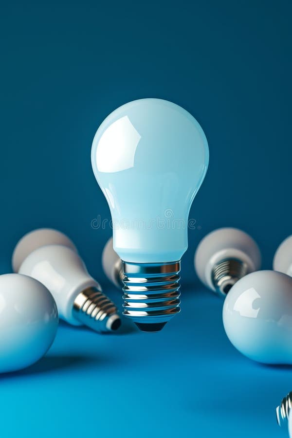 An Ordinary Incandescent Light Bulb Stands on the Table and Burns at ...