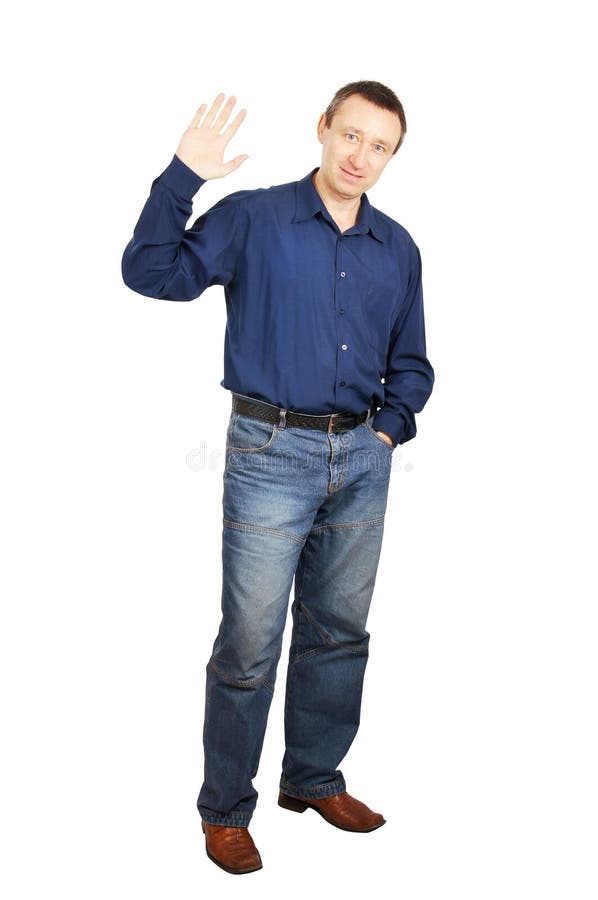 Ordinary Man Friendly Waves a Hand Stock Photo - Image of adult, shoes ...