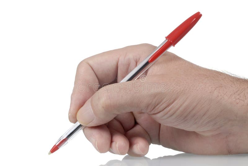 Ordinary Gel Ballpoint Pen with a Rubber Holder on White Paper Stock ...