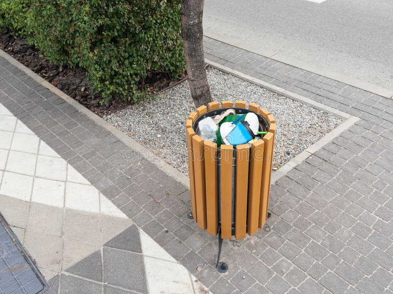 A Ordinary Trash Can on the Street. High Quality Photo Stock Image ...