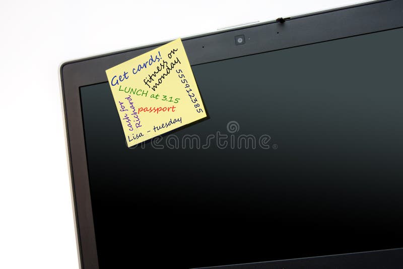 Ordinateur De Latop Avec La Note De Post-it Image stock - Image du ...