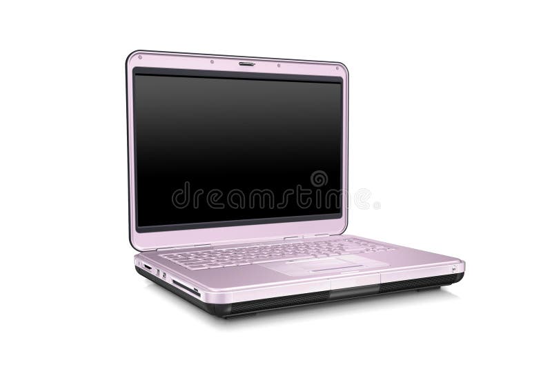 Ordinateur portable rose image stock. Image du type, attrayant - 4214245
