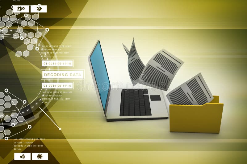 Ordner Angeschlossen an Einen Computer Stock Abbildung - Illustration ...