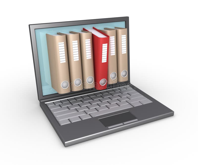 Laptop Und Ordner-Show-Verwaltung Und Organisiert Stock Abbildung ...