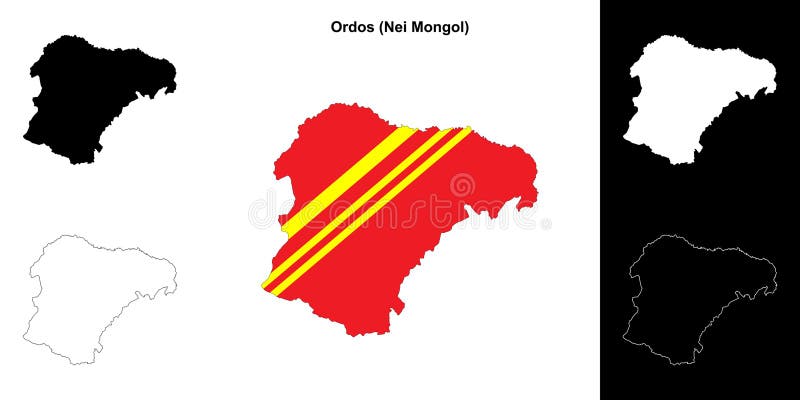 Ordos outline map stock illustration. Illustration of borders - 334849980
