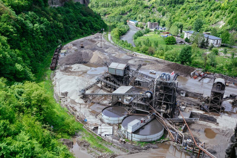 Ore Dressing Treatment Plant at Open Pit Mine, Aerial View Stock Image ...