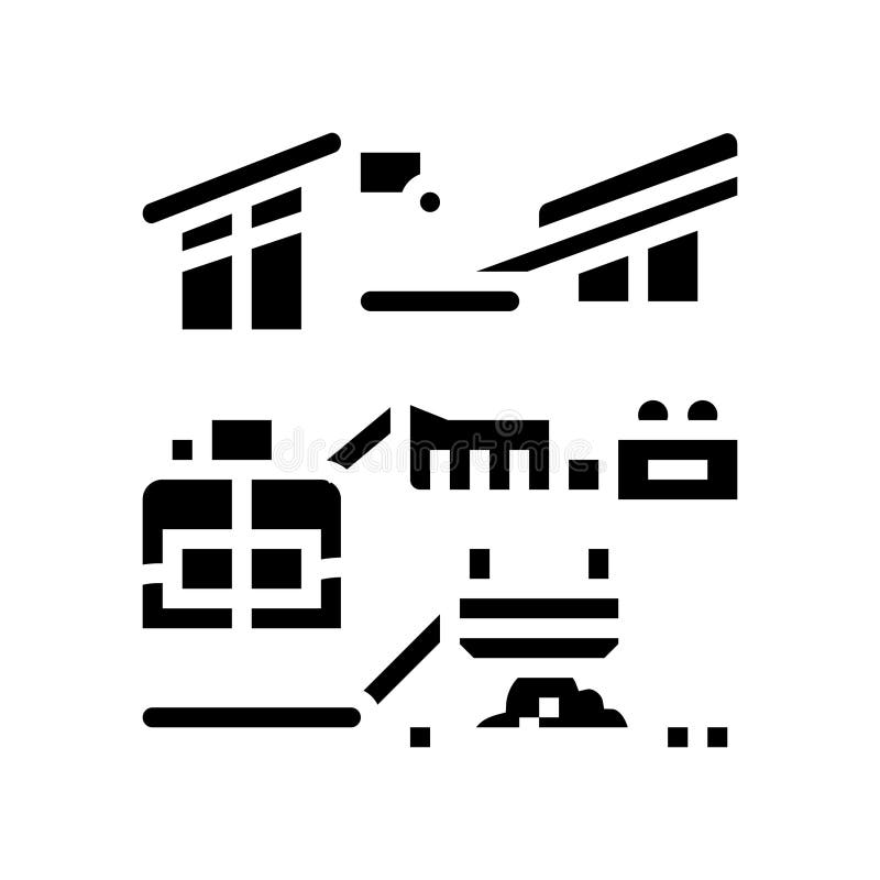 Ore Processing Mining Glyph Icon Vector Illustration Stock Illustration ...