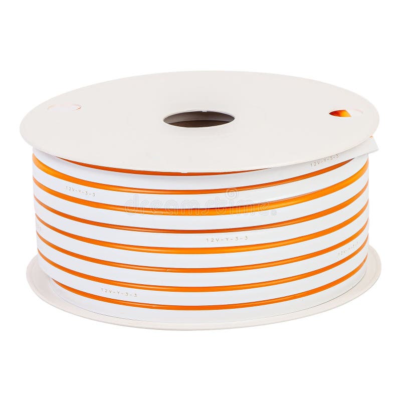 Oreange LED Neon Light Strip on Reel Isolated on White Background Stock ...