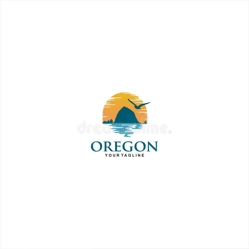 Oregon Beach Logo Template Design Stock Vector - Illustration of coast ...