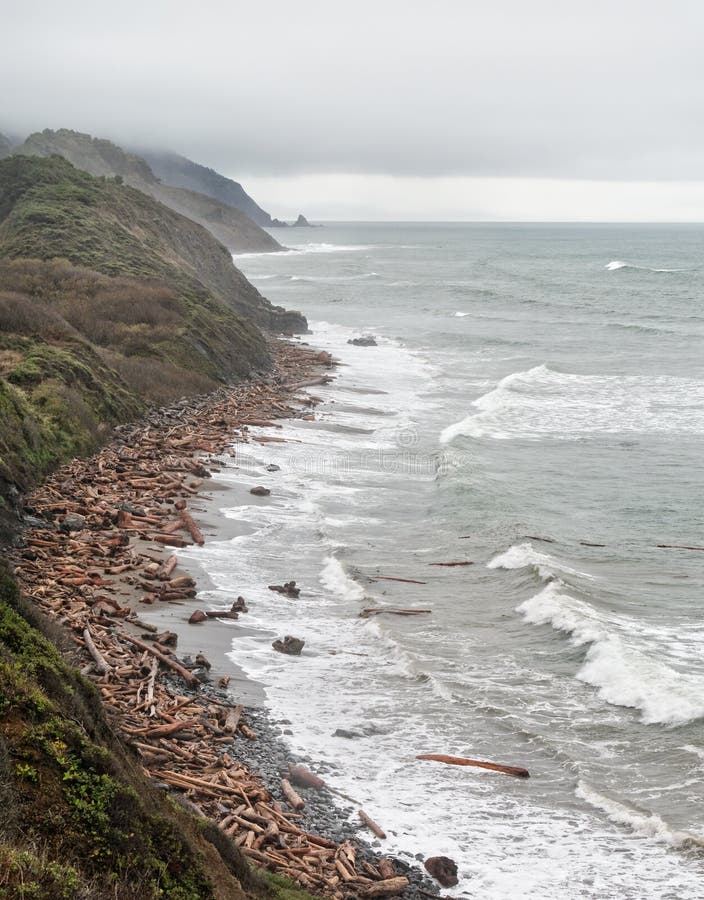 Oregon Beach, Storm and Driftwood Stock Image - Image of approaching ...