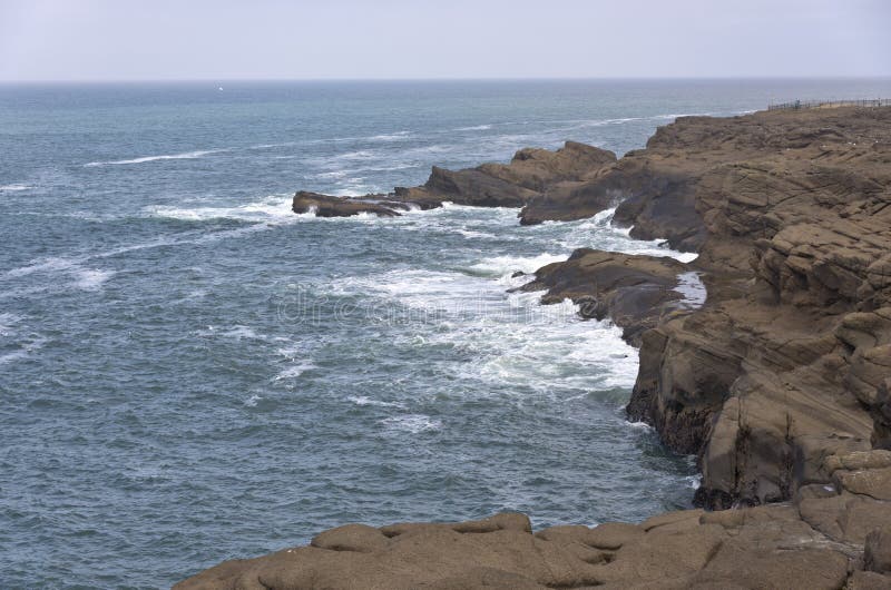 Oregon Coast Cliffs and the Pacific Ocean. Stock Image - Image of body ...