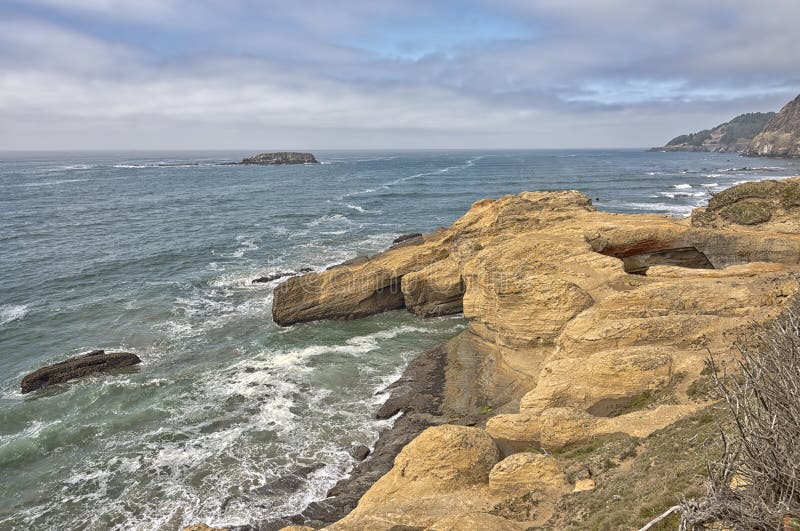 Oregon Coast Cliffs and the Pacific Ocean. Stock Photo - Image of ...