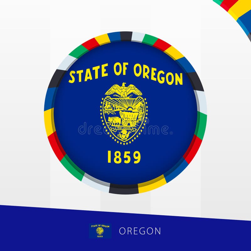 Oregon Flag with Colorful Circle Border Stock Vector - Illustration of ...