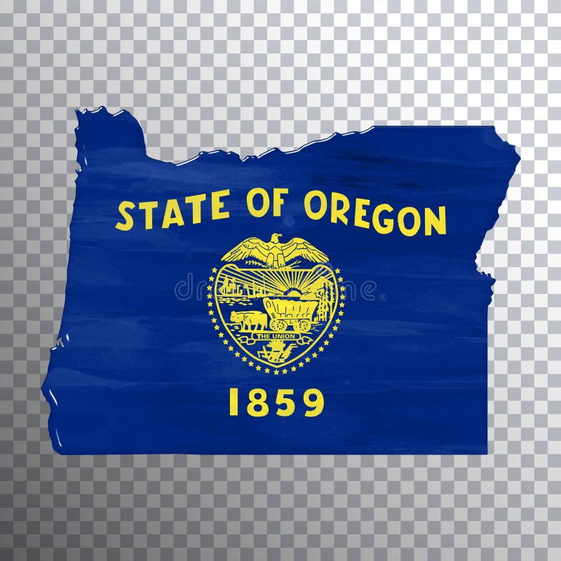 Oregon Flag and Map, Transparent Background Stock Illustration ...