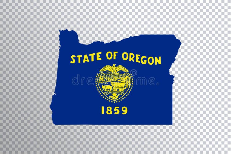 Oregon Flag and Map, Transparent Background Stock Illustration ...
