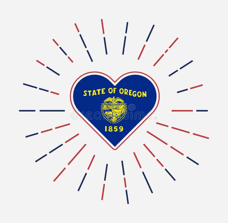 Oregon Heart with Flag of the Us State. Stock Vector - Illustration of ...