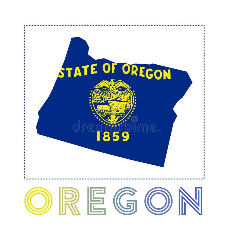 Oregon Logo. Map of Oregon with Us State Name and. Stock Vector ...