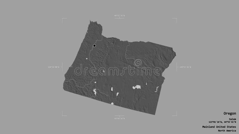 Oregon - Mainland United States. Bounding Box. Bilevel Stock ...