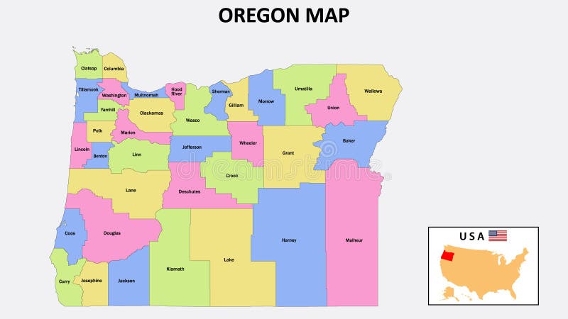 Oregon Map. District Map of Oregon in District Map of Oregon in Color ...