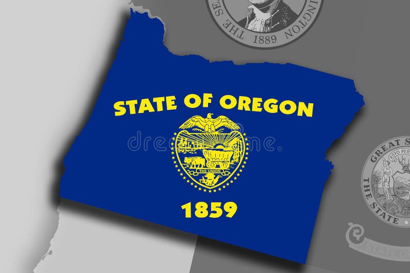 Oregon map and flag stock illustration. Illustration of america - 89797668