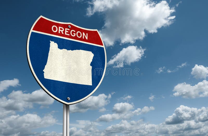 Oregon Map - Interstate Road Sign Stock Illustration - Illustration of ...
