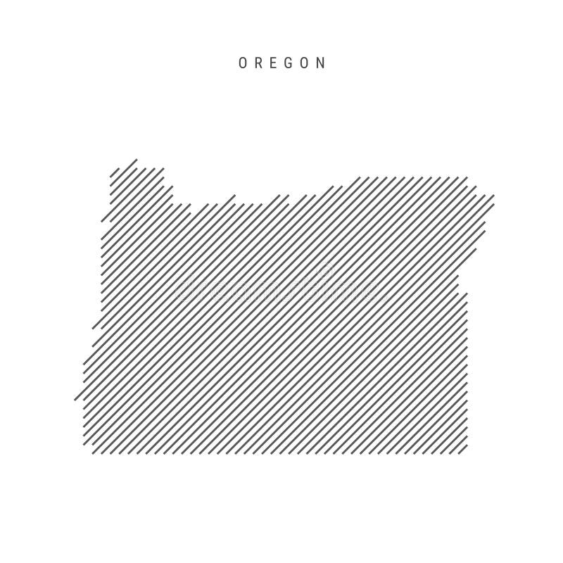Oregon Map from Pattern of Black Slanted Parallel Lines. Flat Vector ...