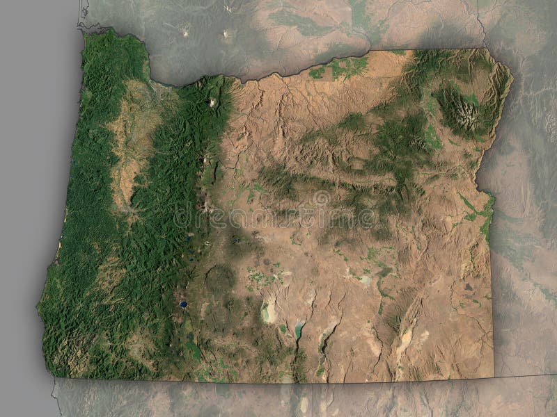 Oregon on a Map with State Borders Stock Illustration - Illustration of ...