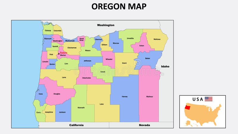 Oregon Map. State and District Map of Oregon Stock Vector ...