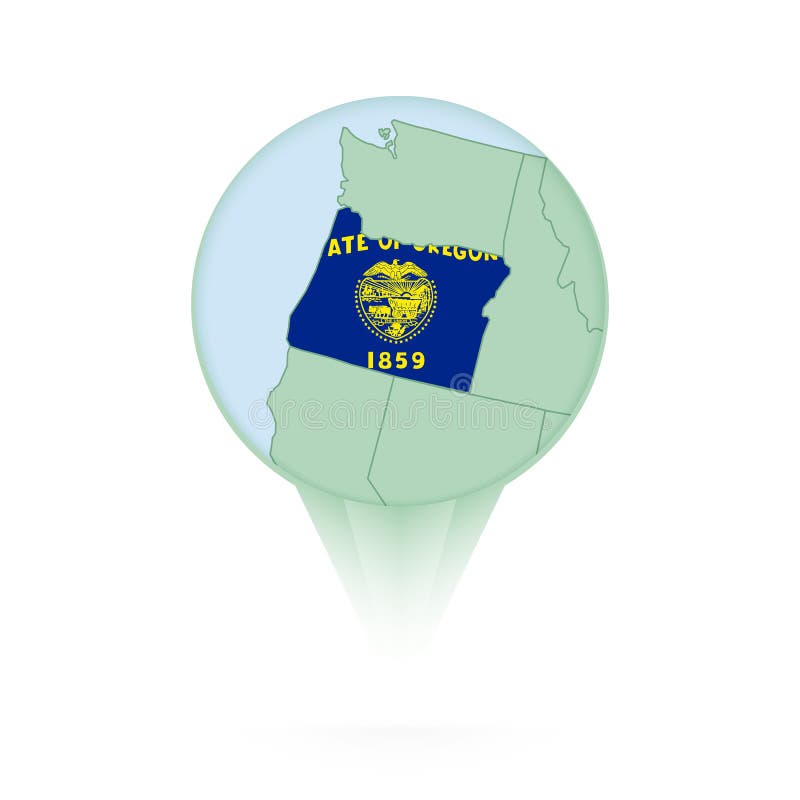 Oregon Map, Stylish Location Icon with Oregon Map and Flag Stock Vector ...