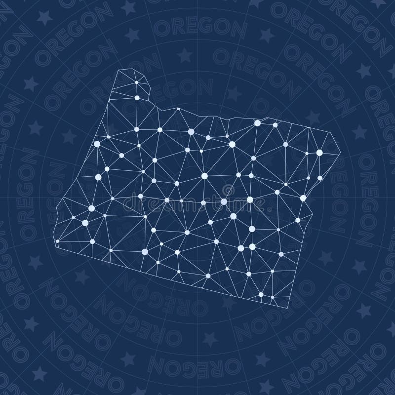 Oregon Network, Constellation Style Us State Map. Stock Vector ...