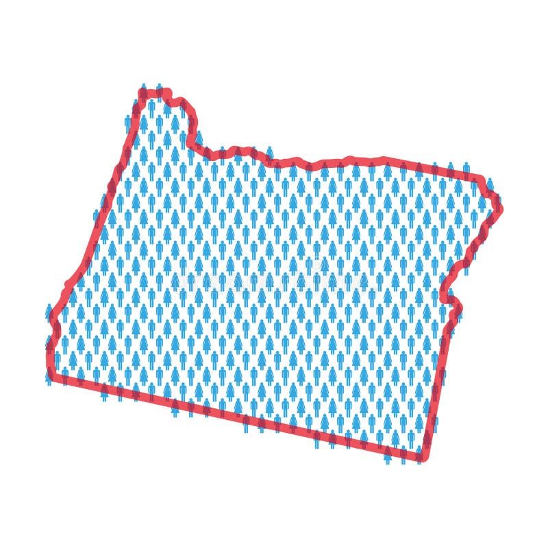 Oregon Population Map. Stick Figures People Map. Pattern of Men and ...