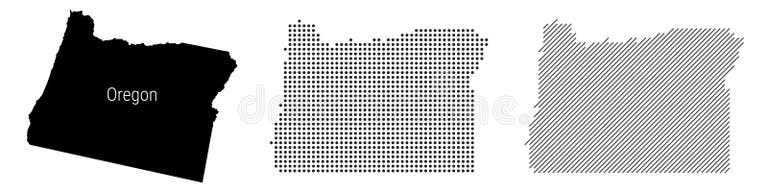 Oregon Silhouette Map and Two Patterns of Dots and Slanted Lines. Flat ...