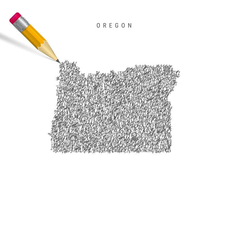 Oregon Sketch Scribble Map Isolated on White Background. Hand Drawn ...