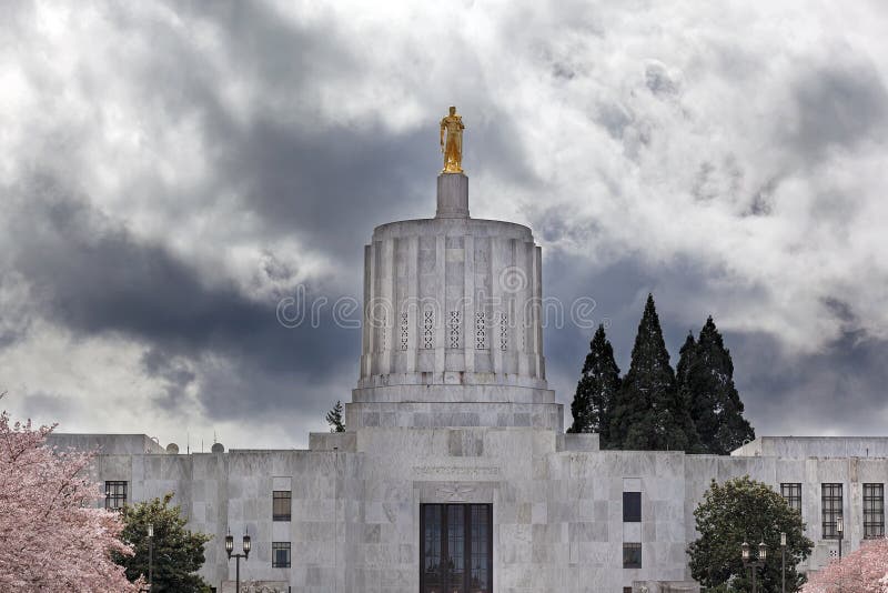 Oregon State Capitol Building Stock Image - Image of north, cherry ...