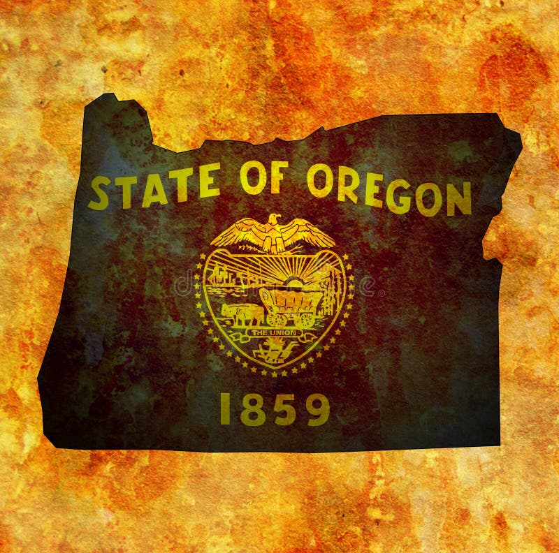 Oregon state with flag stock illustration. Illustration of cartography ...