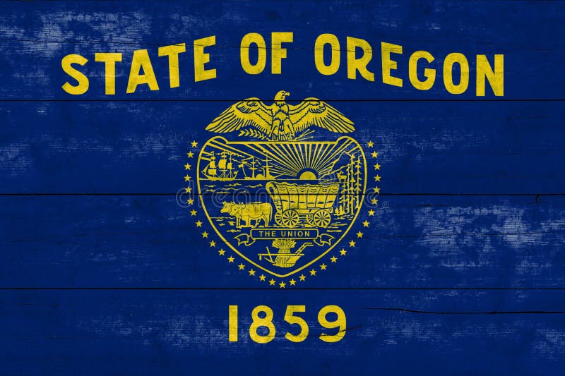 Oregon State Flag on a Wooden Surface. Banner of the Grunge Oregon ...