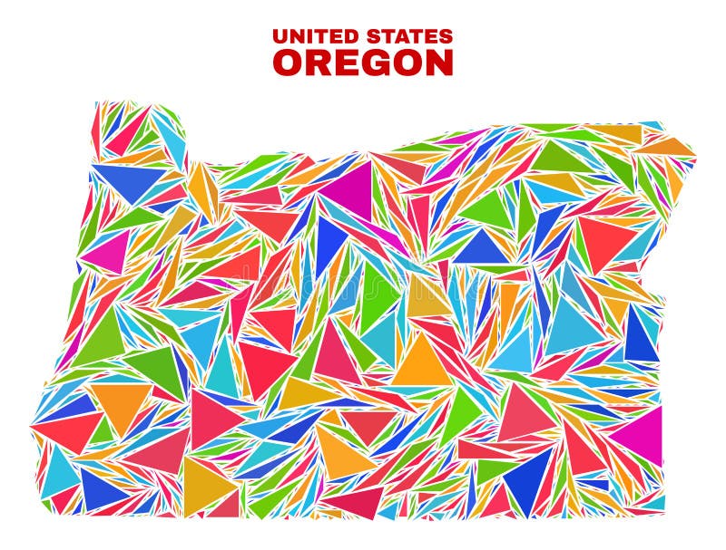 Oregon State Map - Mosaic of Color Triangles Stock Vector ...
