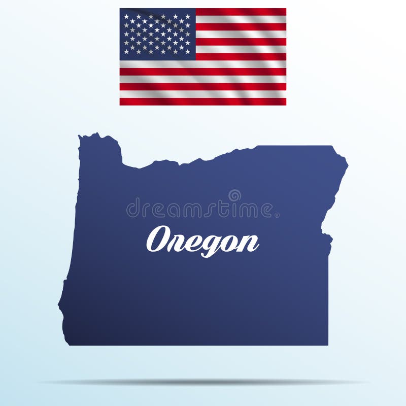 Oregon State with Shadow with USA Waving Flag Stock Illustration ...
