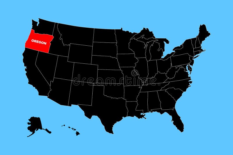 Oregon State, USA, Map Isolated on United States Map. Stock ...