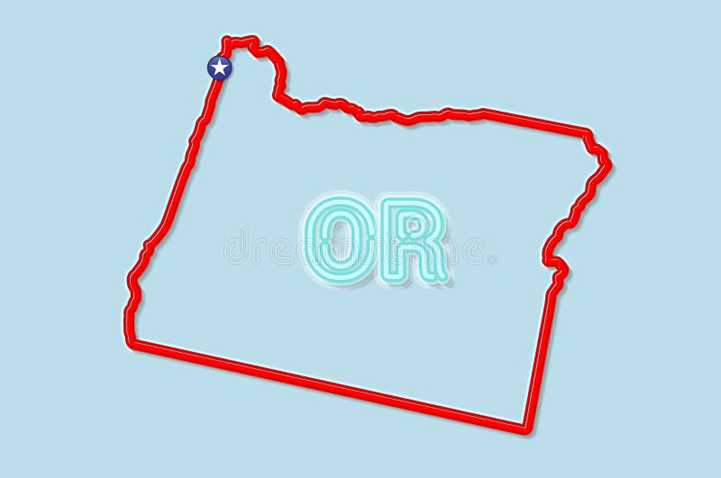 Oregon US State Bold Outline Map. Vector Illustration Stock Vector ...